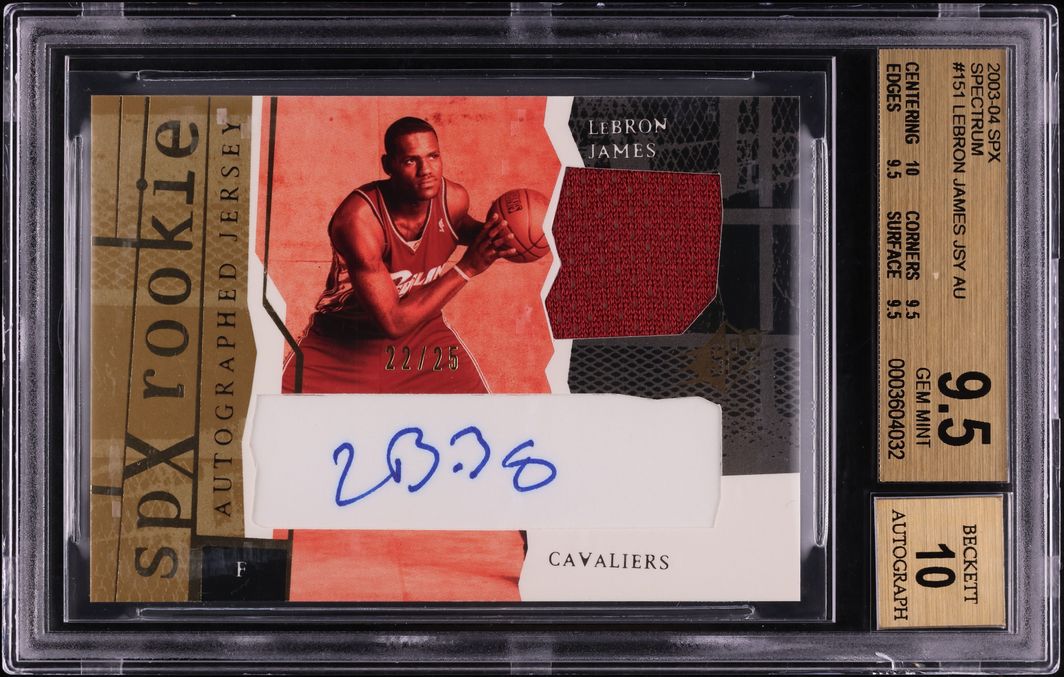 2003 SPx Spectrum LeBron James ROOKIE PATCH AUTO /25 #151 BGS 9.5 GEM ...