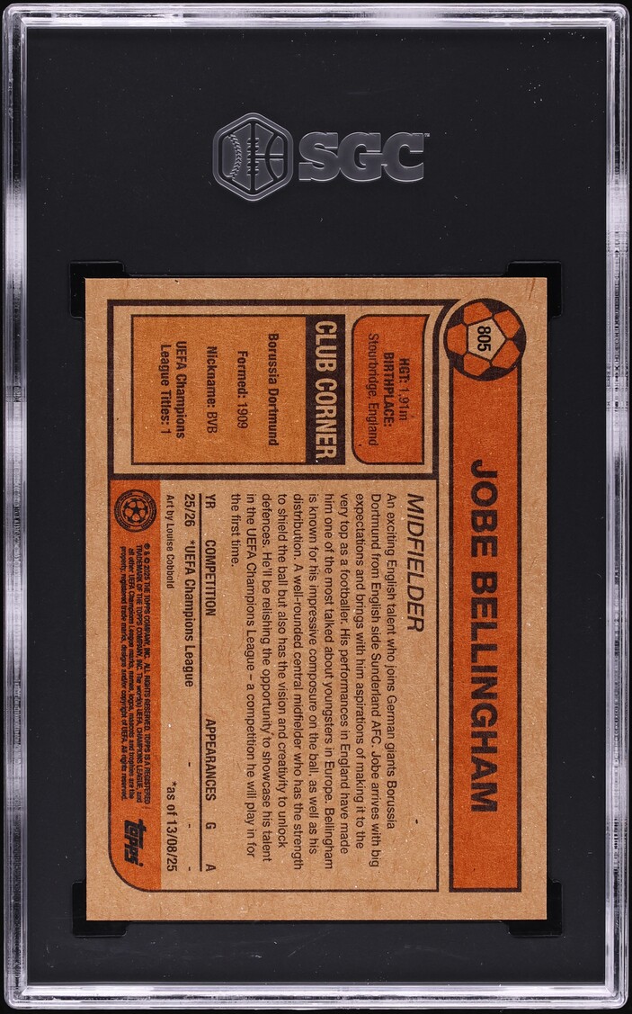 2025 Topps Living UEFA Club Competitions Jobe Bellingham ROOKIE #805 ...