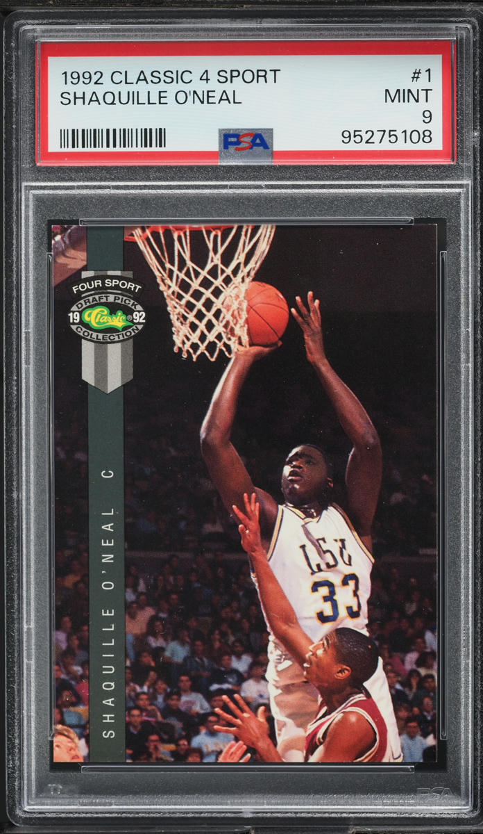 1992 Classic 4 Sport Shaquille O'Neal ROOKIE #1 PSA 9 MINT on Fanatics ...