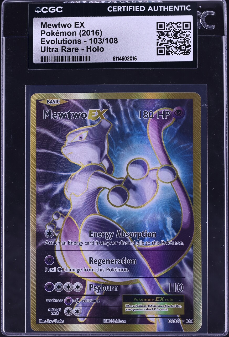 2016 Pokemon XY Evolutions Gold Rare Mewtwo EX #103 CGC AUTH on ...