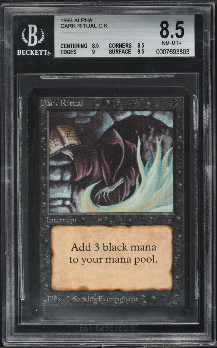 1993 Magic The Gathering MTG Alpha Dark Ritual BGS 8.5 NM-MT+ on ...