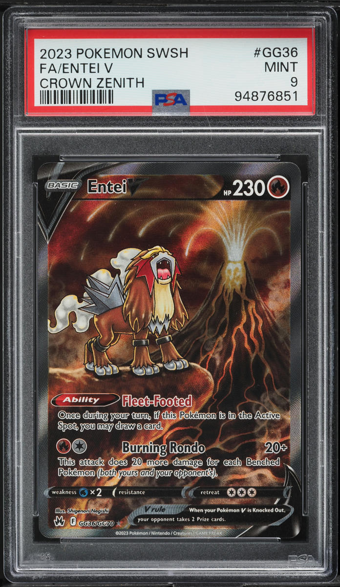 2023 Pokemon Sword & Shield Crown Zenith Full Art Entei V #GG36 PSA 9 ...