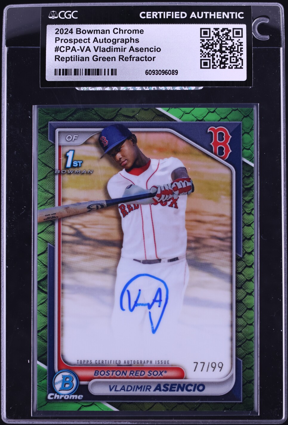 2024 Bowman Chrome Reptilian Green Refractor Vladimir Asencio PROSPECT AUTO /99 CGC AUTH on ...