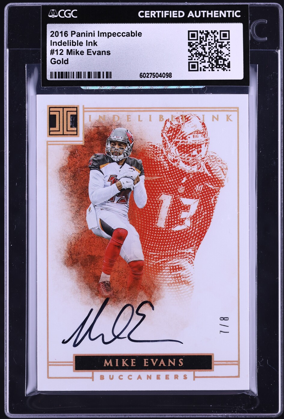 2016 Panini Impeccable Indelible Ink Gold Mike Evans AUTO /8 #12 CGC ...