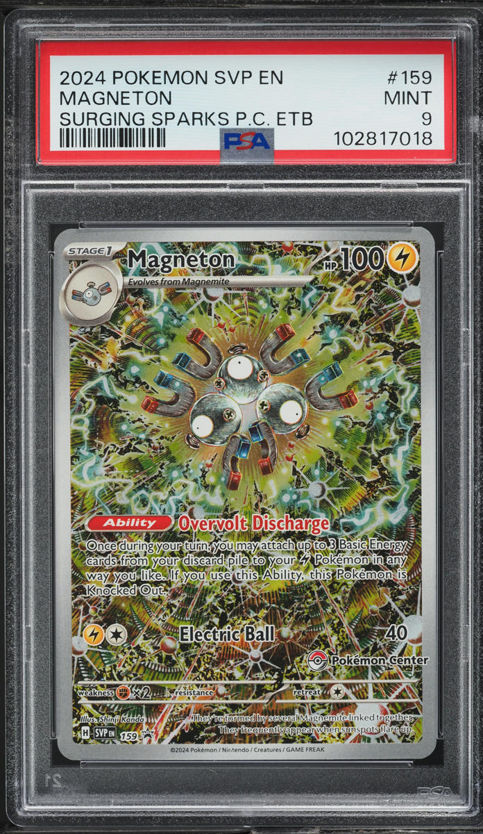 2024 Pokemon SV Black Star Promo Surging Sparks ETB Magneton #159 PSA 9 ...