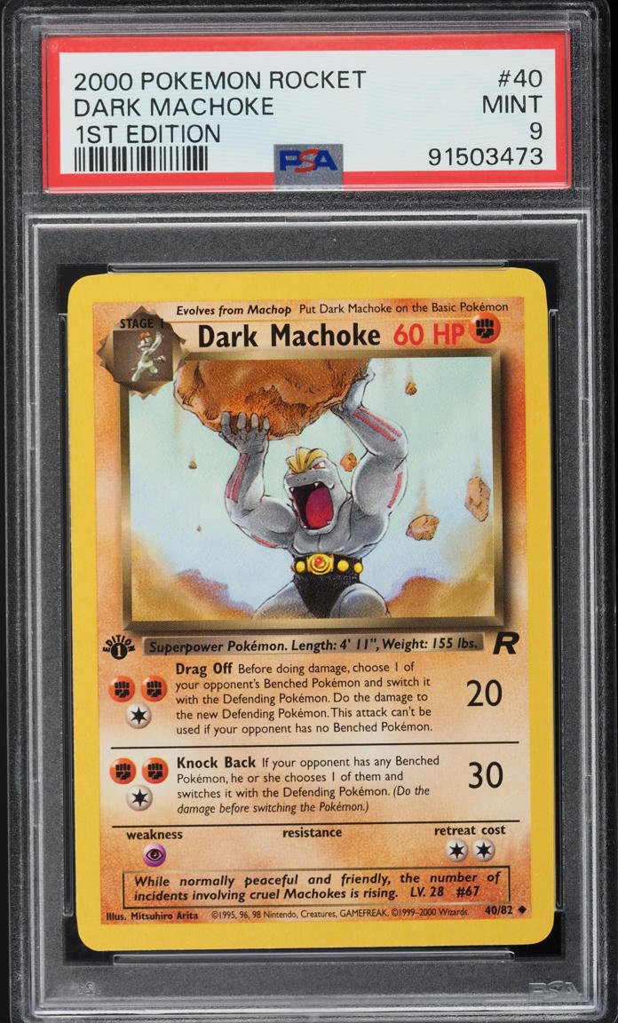 2000 Pokemon Team Rocket 1st Edition Dark Machoke #40 PSA 9 MINT on ...