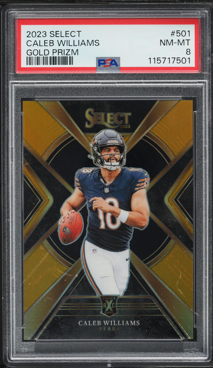2023 Select XRC Gold Prizm Caleb Williams ROOKIE 10/10 #501 PSA 8 NM-MT ...