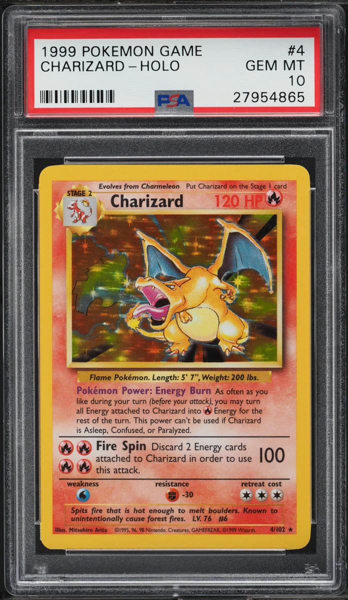 1999 Pokemon Base Set Holo Charizard #4 PSA 10 GEM MINT on Fanatics Collect