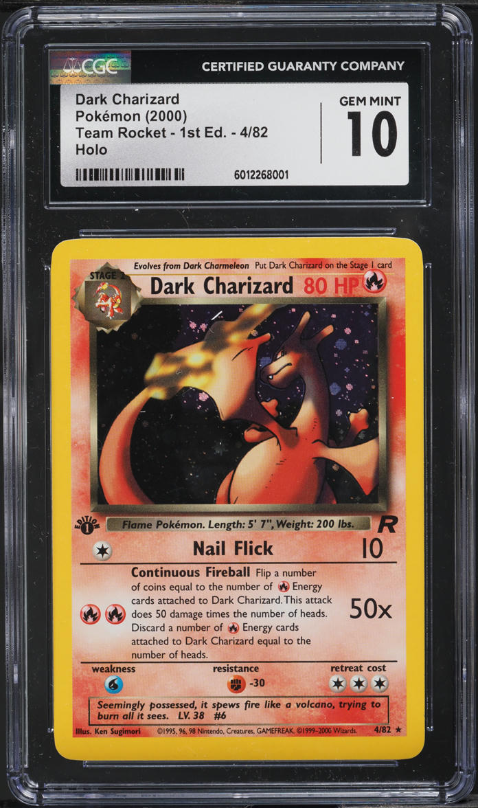 2000 Pokemon Team Rocket 1st Edition Holo Dark Charizard #4 CGC 10 GEM MINT on Fanatics Collect