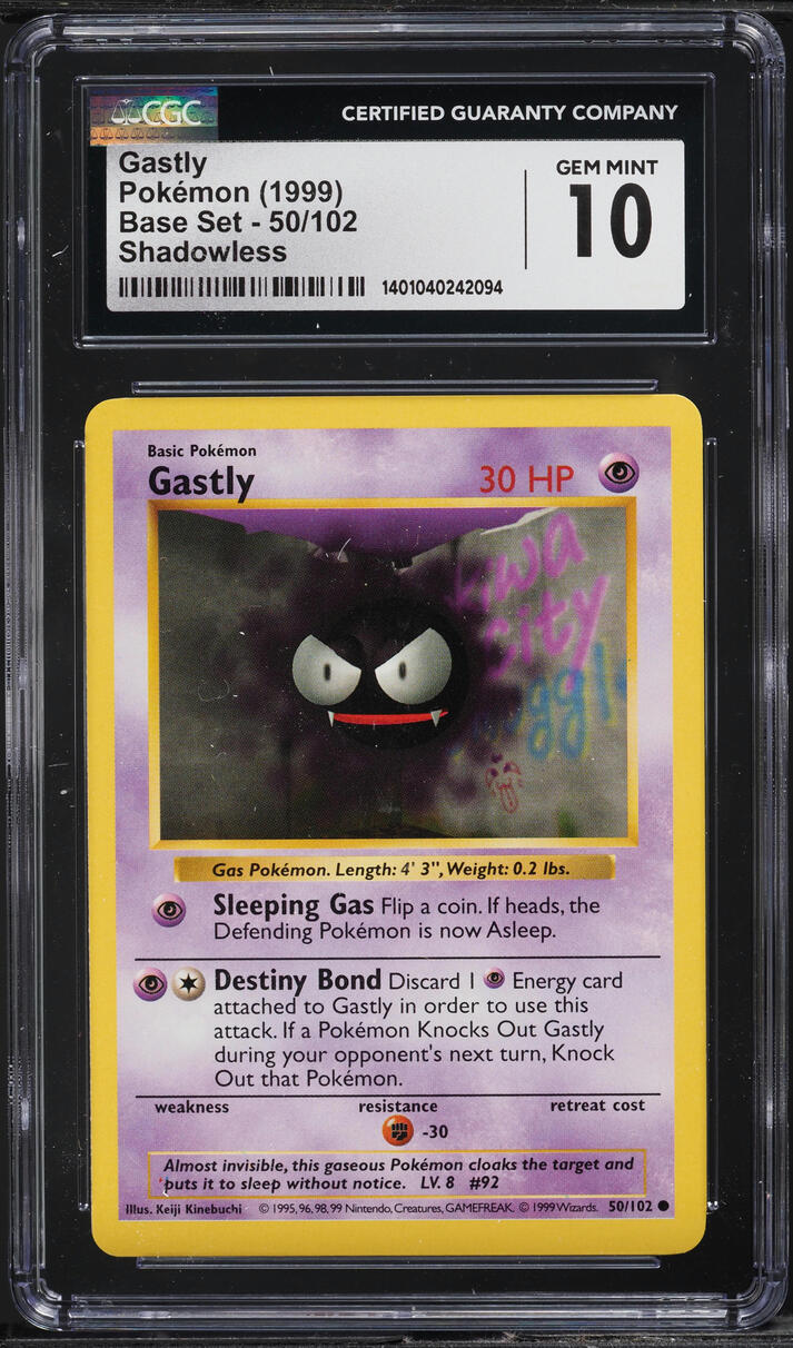 1999 Pokemon Base Set Shadowless Gastly #50 CGC 10 GEM MINT on Fanatics ...