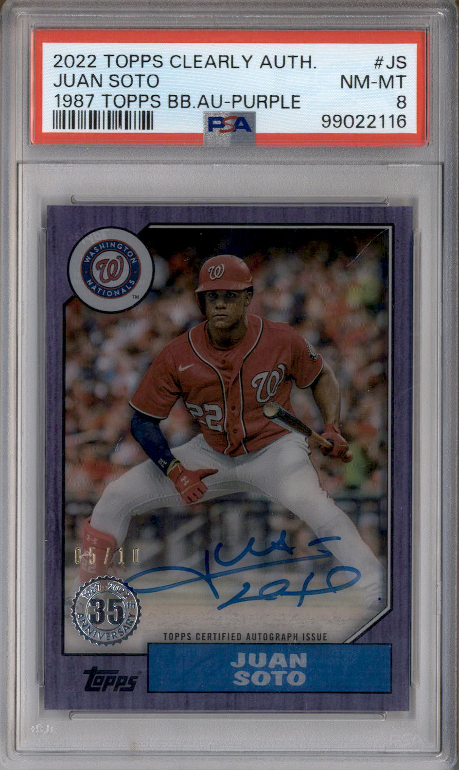 2022 Topps Clearly Authentic 1987 Autograph Purple Juan Soto Auto /10 ...