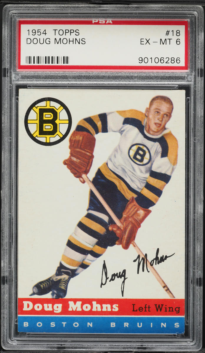 1954 Topps Hockey Doug Mohns #18 PSA 6 EXMT on Fanatics Collect