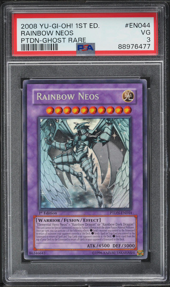 2008 Yu-Gi-Oh! Phantom Darkness 1st Ed Ghost Rare Rainbow Neos #PTDN-EN044 PSA 3 on Fanatics Collect