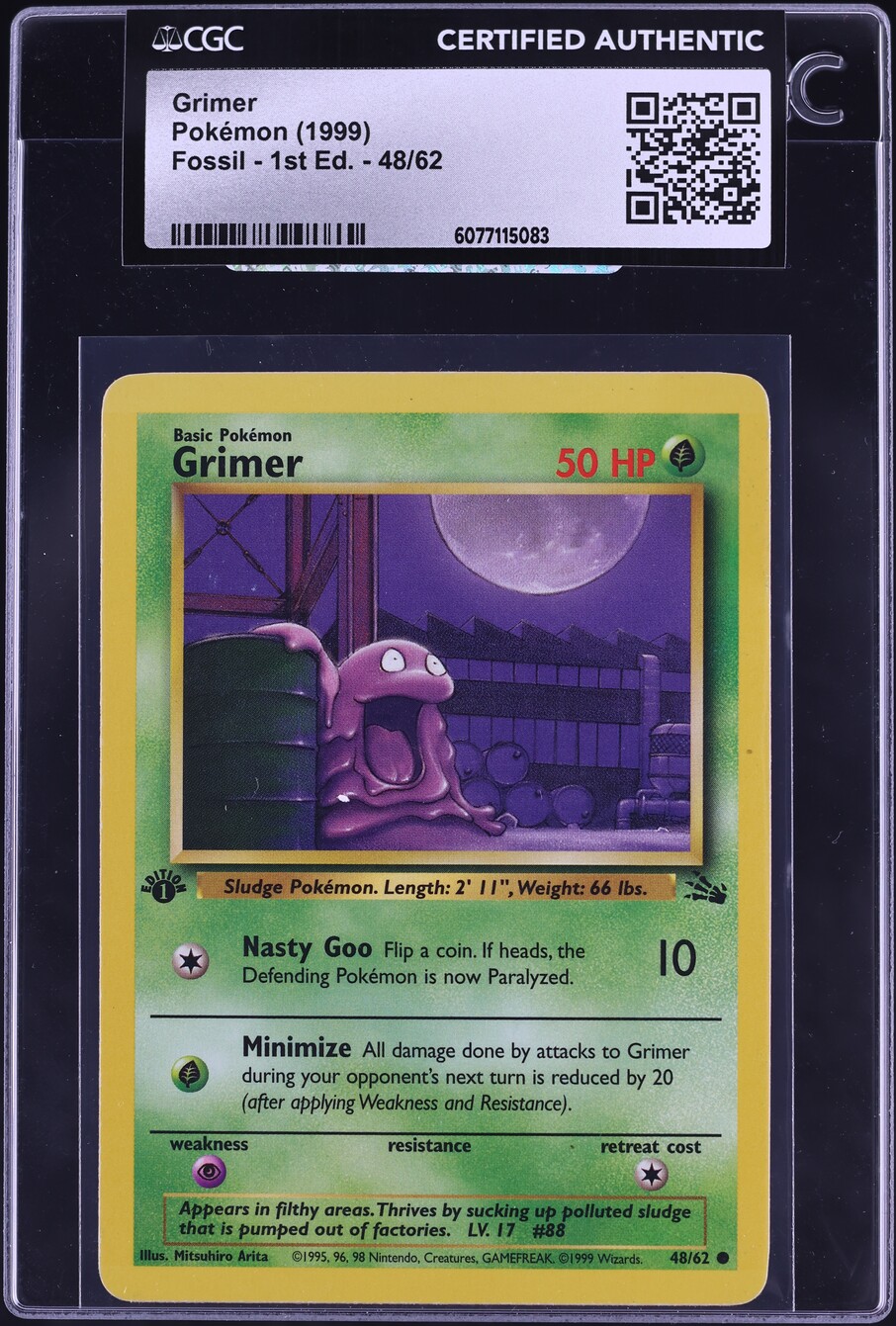 1999 Pokemon Fossil 1st Edition Grimer #48 CGC AUTH on Fanatics Collect