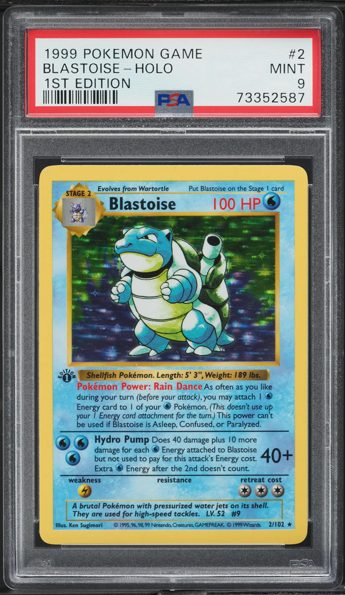 1999 Pokemon Base Set Shadowless 1st Edition Holo Blastoise #2 PSA 9 ...