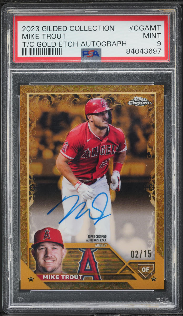2023 Topps Chrome Gilded Collection Gold Etch Mike Trout AUTO /15 # ...