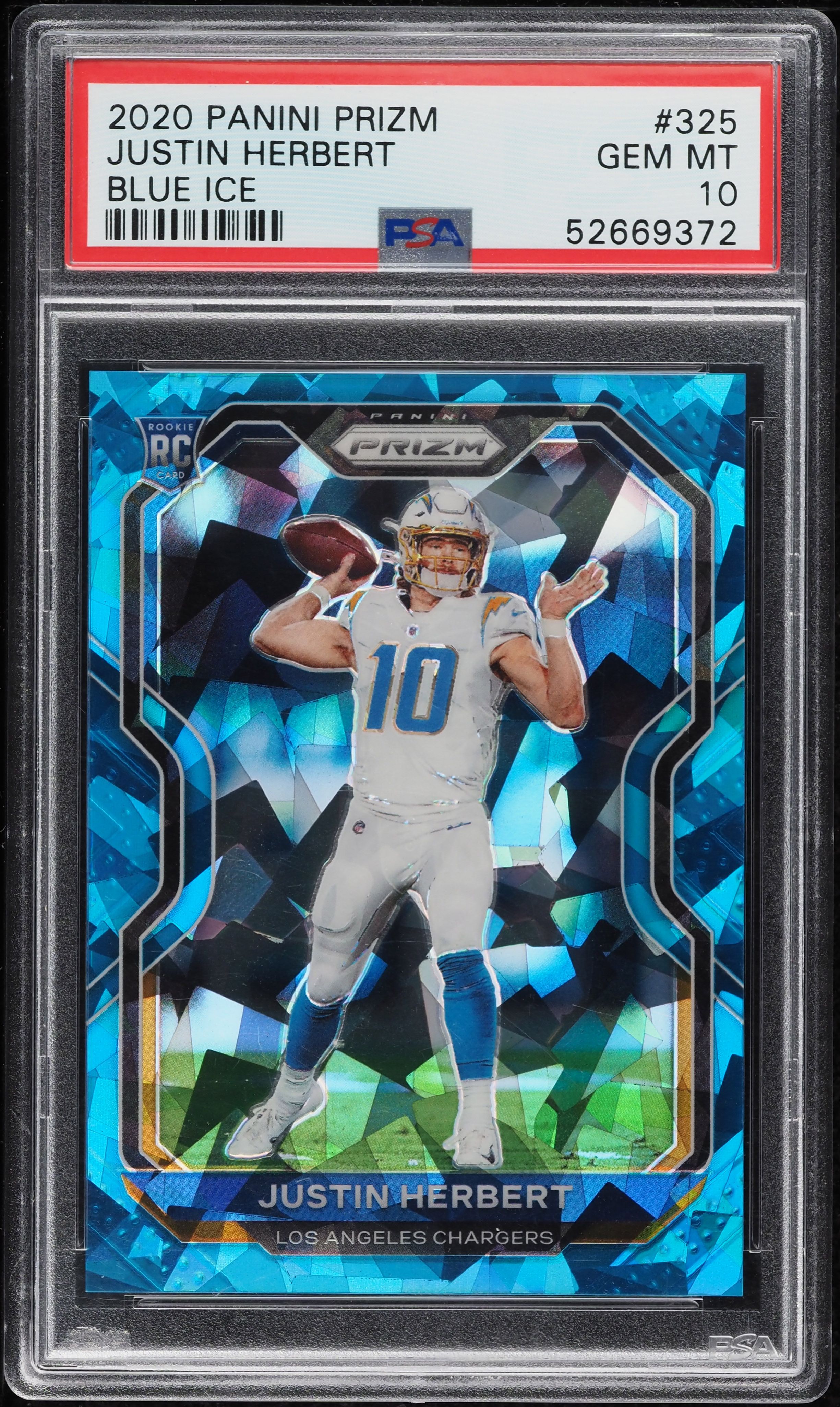 Justin Herbert 2020 Prizm #325 Blue Ice /99 PSA 10 Price Guide - Sports ...