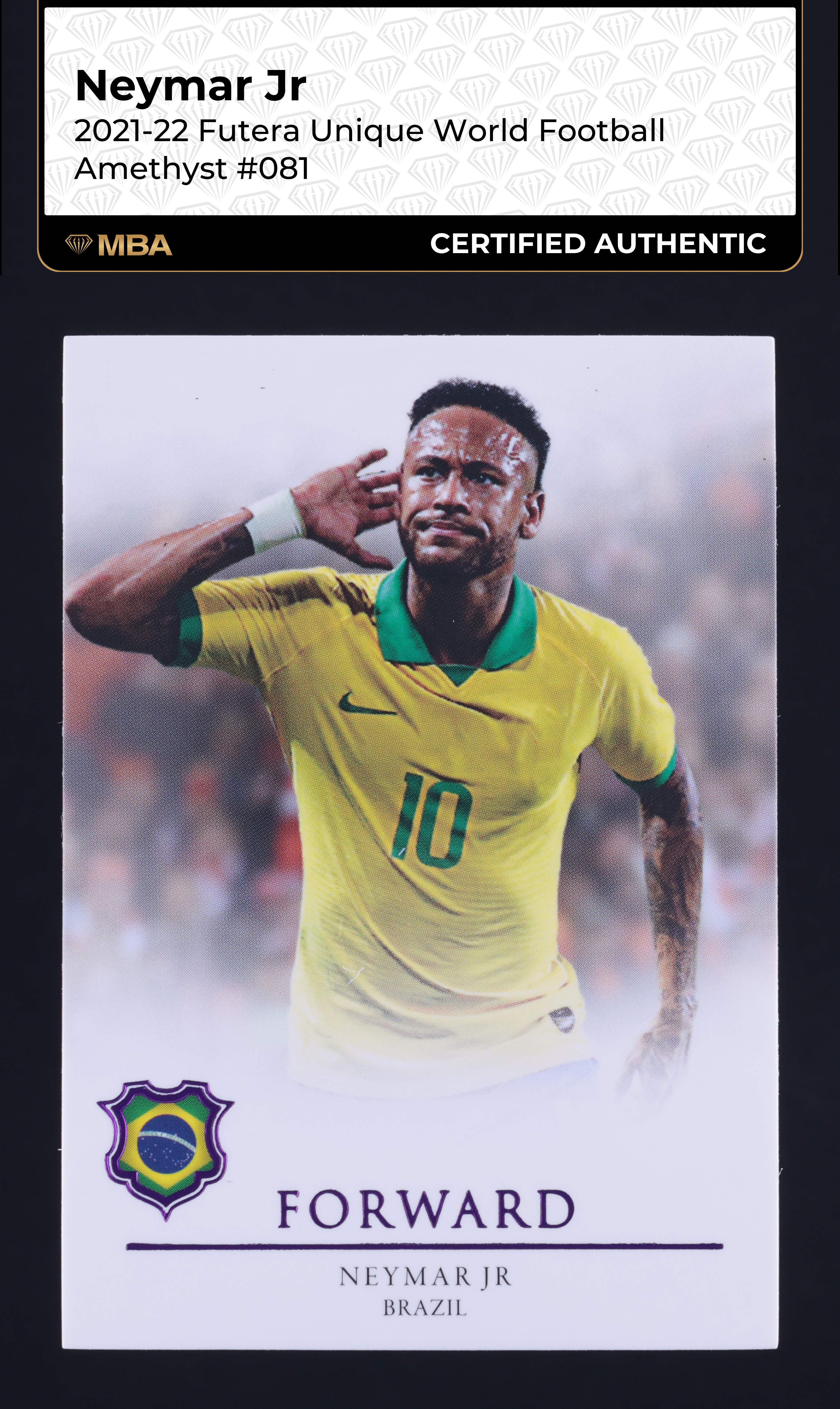Neymar Jr. 2021 Futera Unique World Football #TR14 Tribute Relics ...