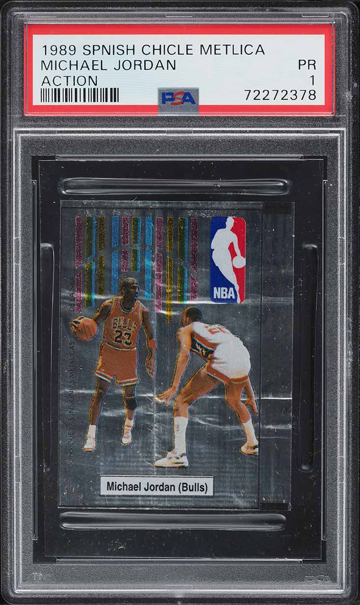 1989 Spanish Chicle Metalicas Action Michael Jordan PSA 1 PR
