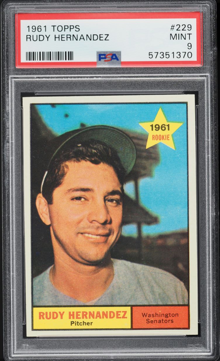 1961 Topps Rudy Hernandez ROOKIE #229 PSA 9 MINT 1961 Topps Rudy Hernandez ROOKIE #229 PSA 9 MINT