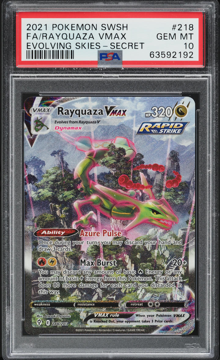 2021 Pokemon Sword & Shield Evolving Skies Alt Art Rayquaza VMAX #218 ...