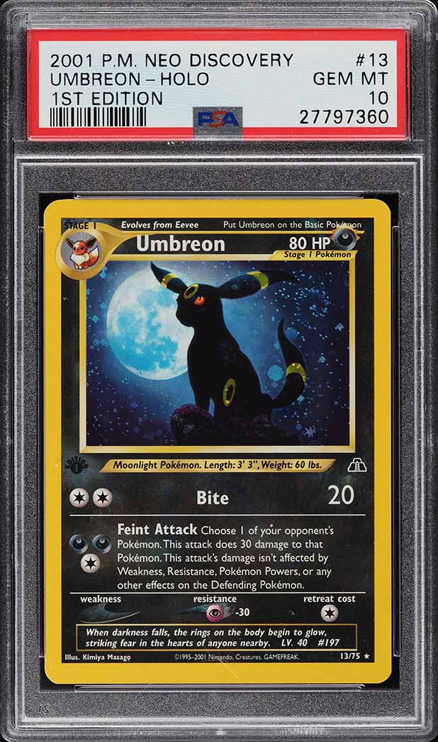 2001 Pokemon Neo Discovery 1st Edition Holo Umbreon #13 PSA 10 GEM MINT