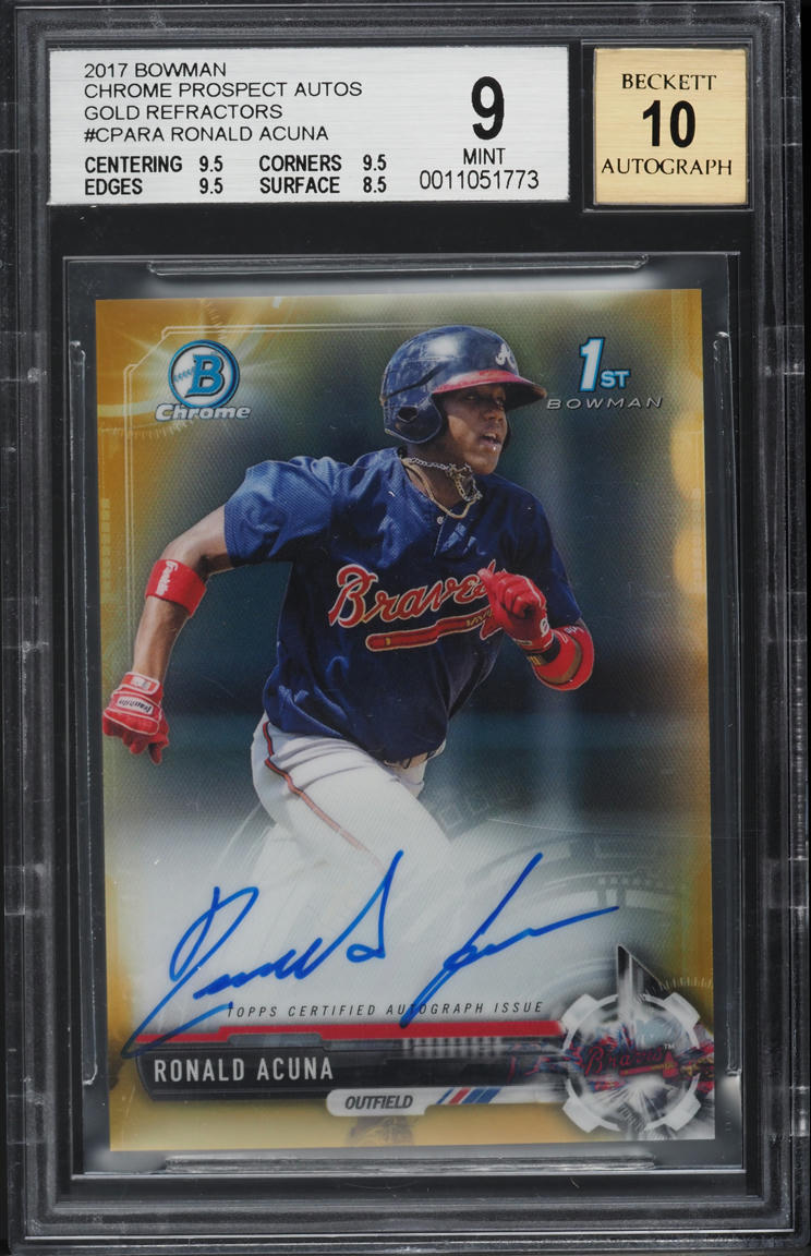 2017 Bowman Chrome Gold Refractor Ronald Acuna Rookie Auto 50 Cpara