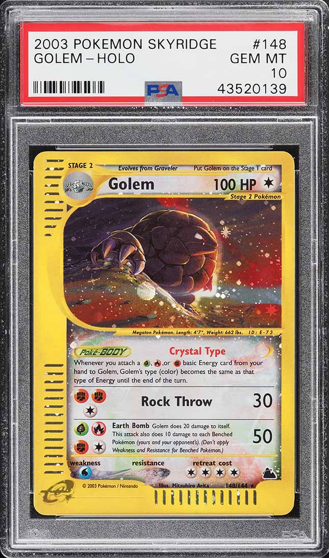 2003 Pokemon Skyridge Holo Crystal Golem #148 PSA 10 GEM MINT