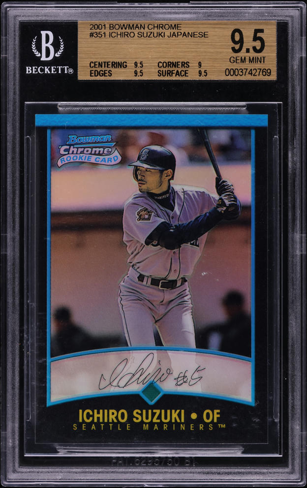 2001 Bowman Chrome Japanese Refractor Ichiro Suzuki ROOKIE #351 BGS 9.5 GEM MINT