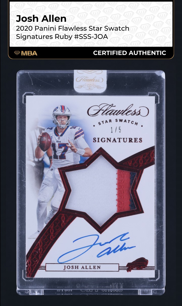 2020 Panini Flawless Star Swatch Ruby Josh Allen PATCH AUTO 1/5 MBA AUTH