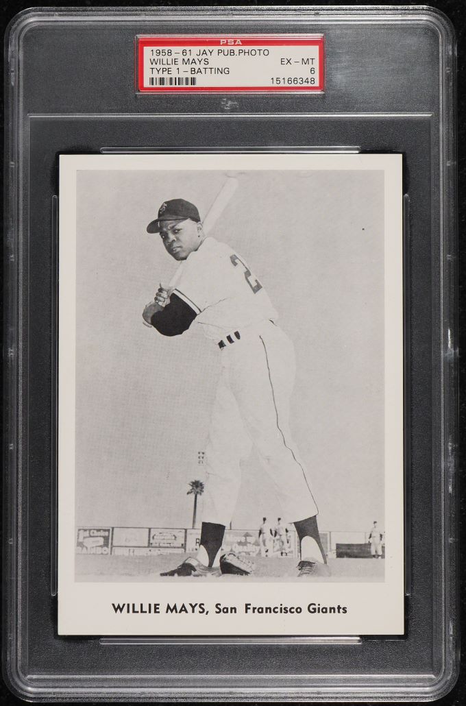 1958 Jay Publishing Photos Type 1 Willie Mays BATTING PSA 6 EXMT