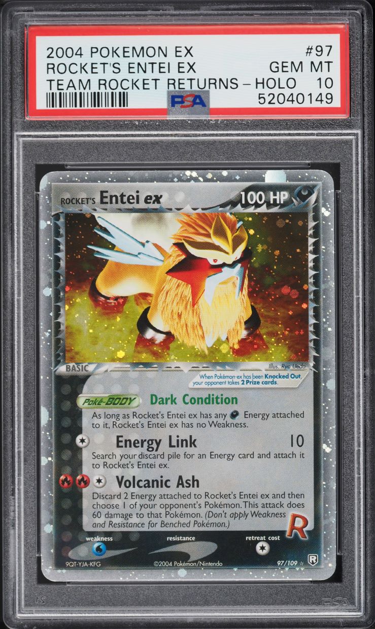 2004 Pokemon EX Team Rocket Returns Holo Rocket's Entei ex #97 PSA 10 ...
