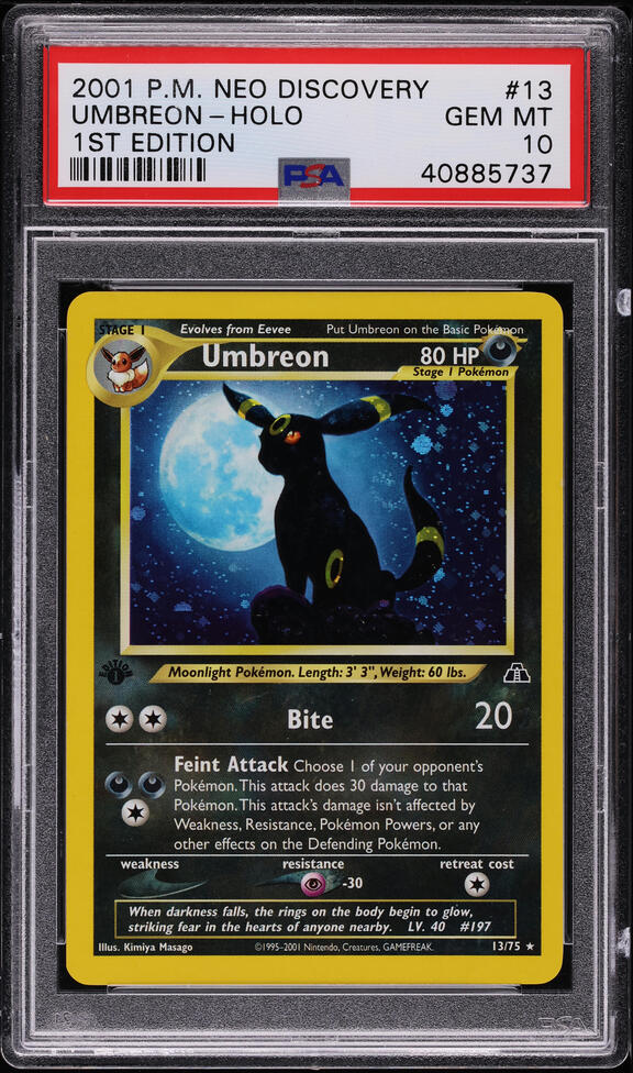 2001 Pokemon Neo Discovery 1st Edition Holo Umbreon #13 PSA 10 GEM MINT