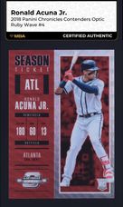 2018 Panini Chronicles Contenders Optic Ruby Ronald Acuna Jr. RC /199 MBA AUTH