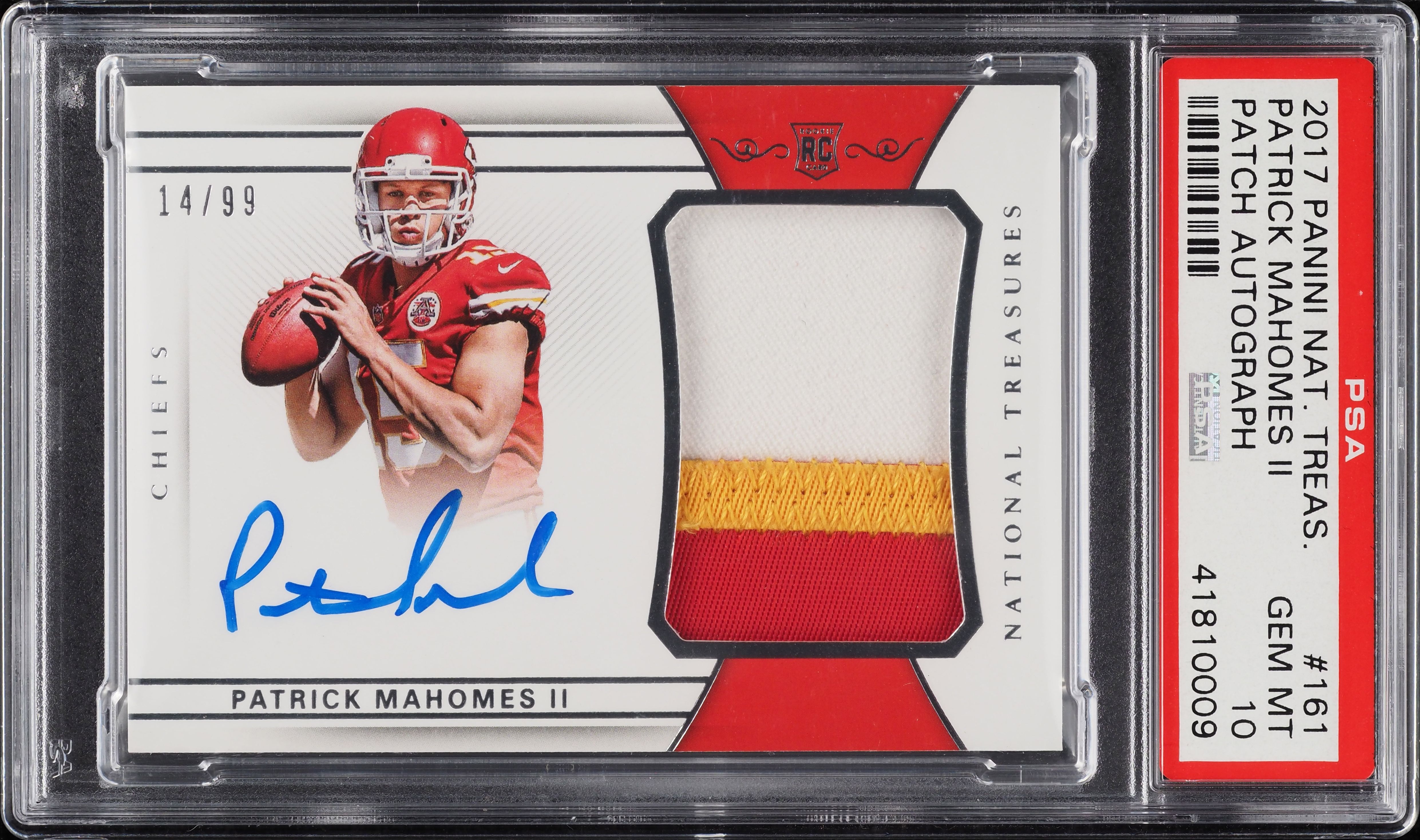 Patrick Mahomes II 2017 National Treasures #161 Rookie Patch Auto /99 ...