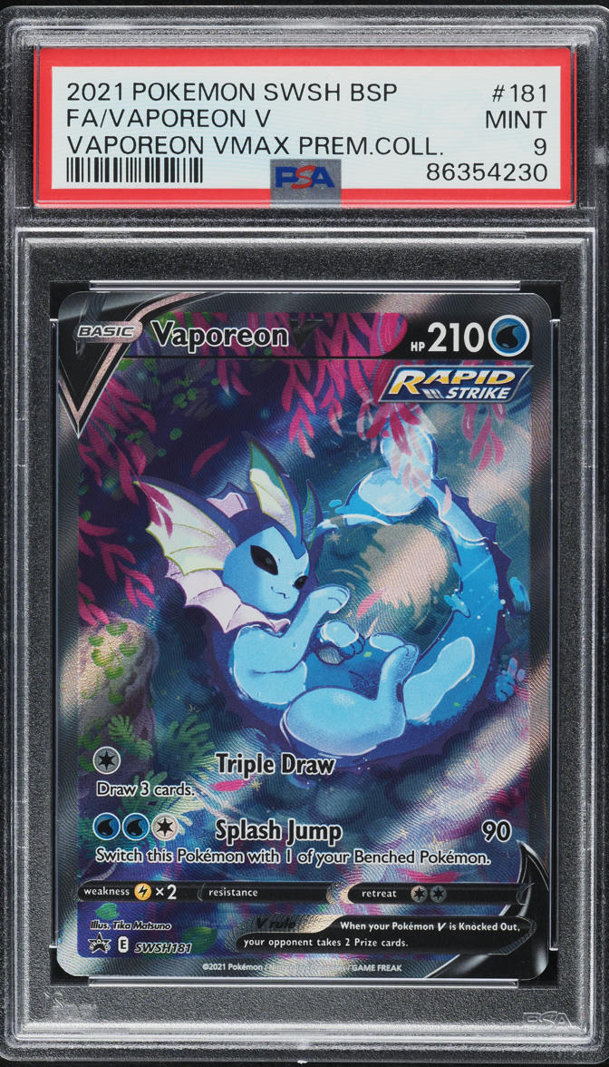 2021 Pokemon SWSH Black Star Promo VMAX Premium Alt Art Vaporeon V #181 ...