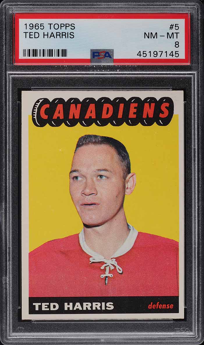 1965 Topps Hockey Ted Harris #5 PSA 8 NM-MT