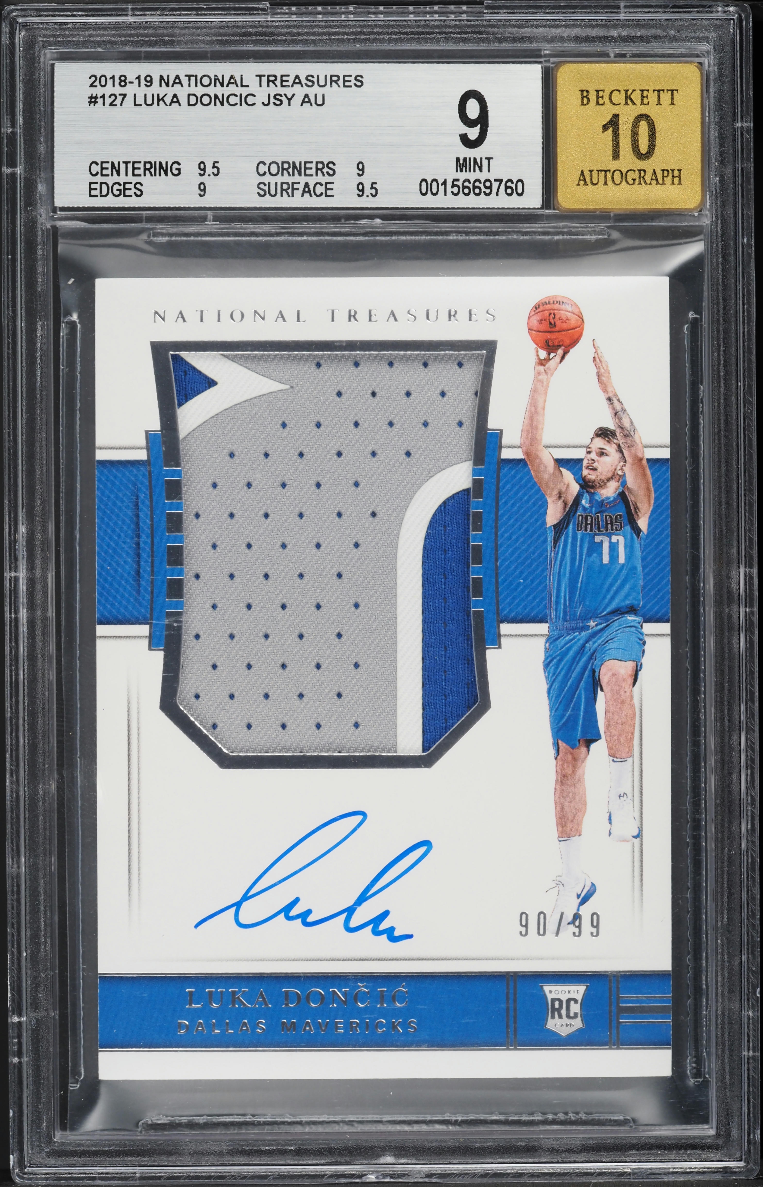 Luka Doncic 2018 National Treasures #127 Rookie Patch Auto /99 Price ...
