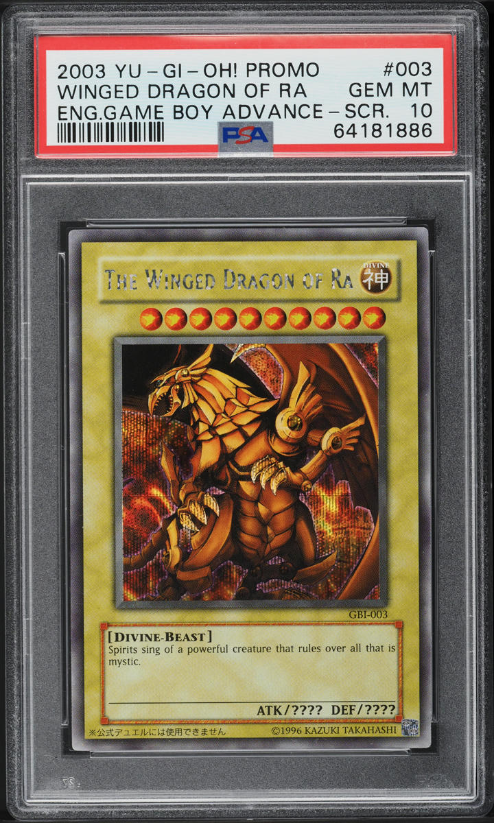 2003 Yu-Gi-Oh! Game Boy Advance Secret Rare Winged Dragon Of Ra #GBI-003 PSA 10