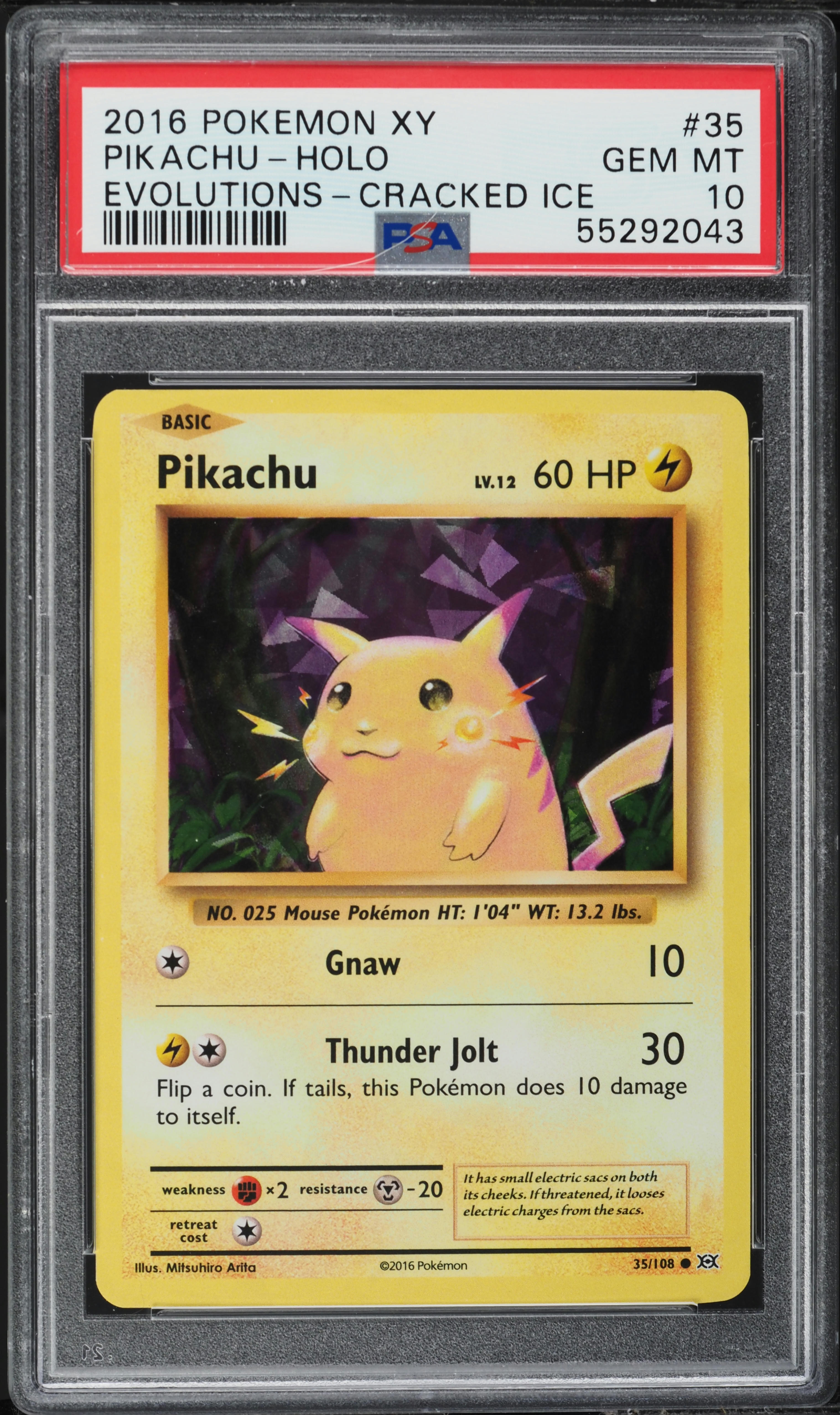 Pikachu 2016 XY: Evolutions #035/108 Holo (Cracked Ice) PSA 10 Price ...