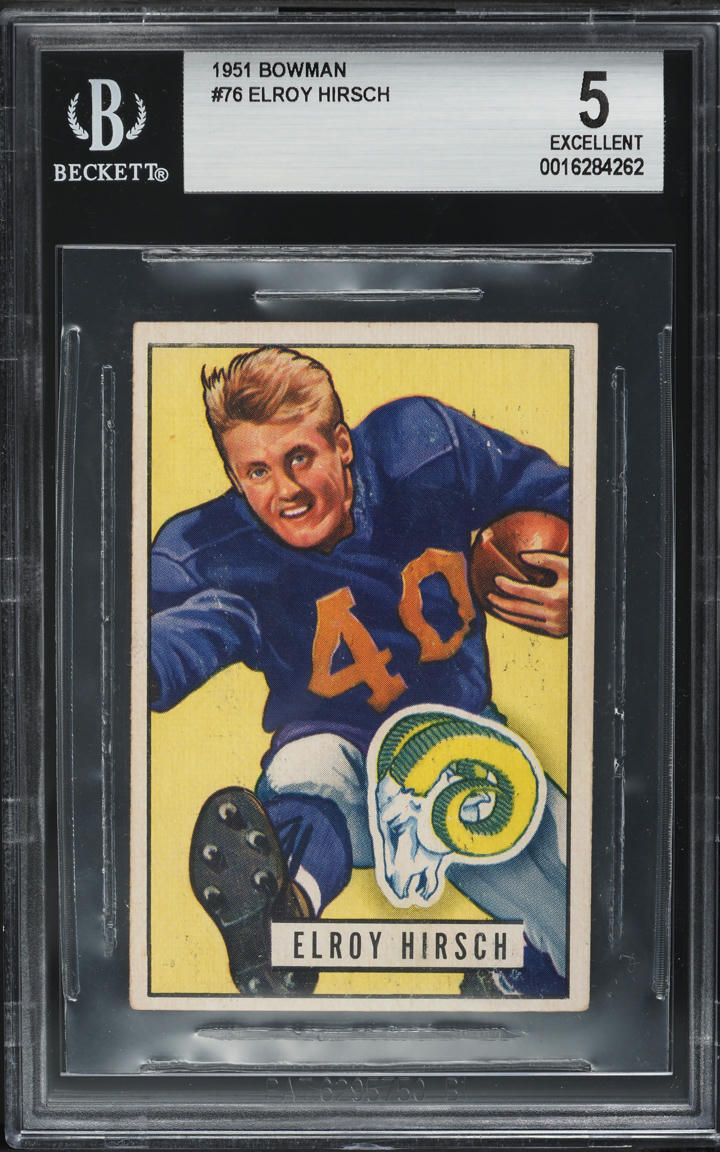1951 Bowman Football Elroy Hirsch #76 BGS 5 EX - Weekly Sunday Auction ...
