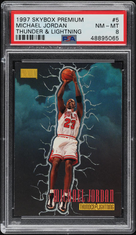 1997 Skybox Premium Thunder & Lightning Michael Jordan #5 PSA 8 NM-MT