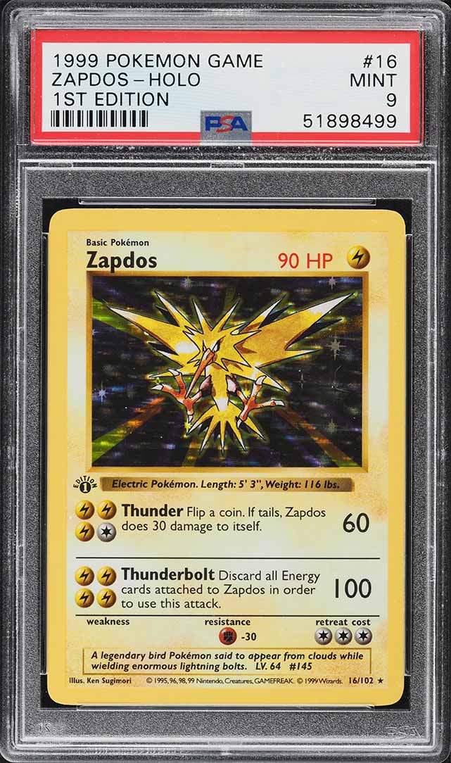 Zapdos 1999 Pokemon Game #16 1st Edition Holo Price Guide - Sports Card ...