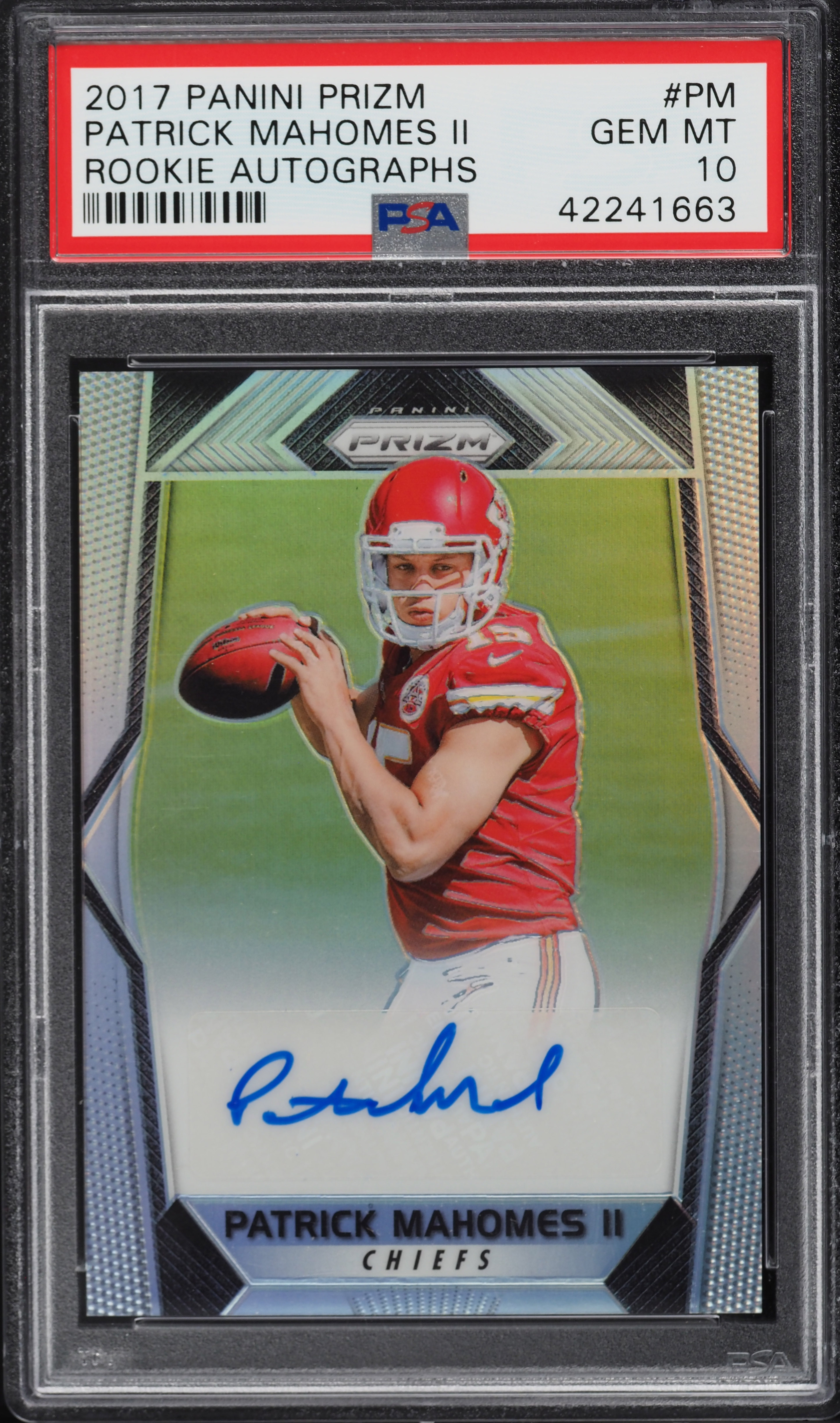 Patrick Mahomes II 2017 Prizm #RA-PM Rookie Autographs Price Guide ...