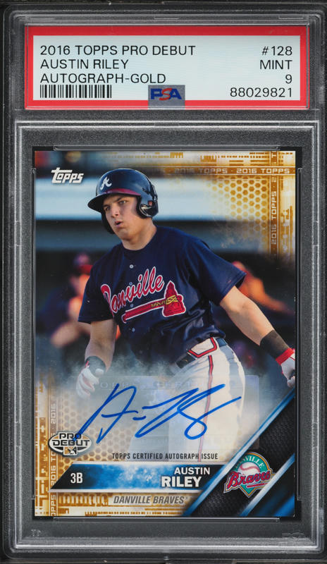 2016 Topps Pro Debut Gold Austin Riley ROOKIE AUTO /50 #128 PSA 9 MINT