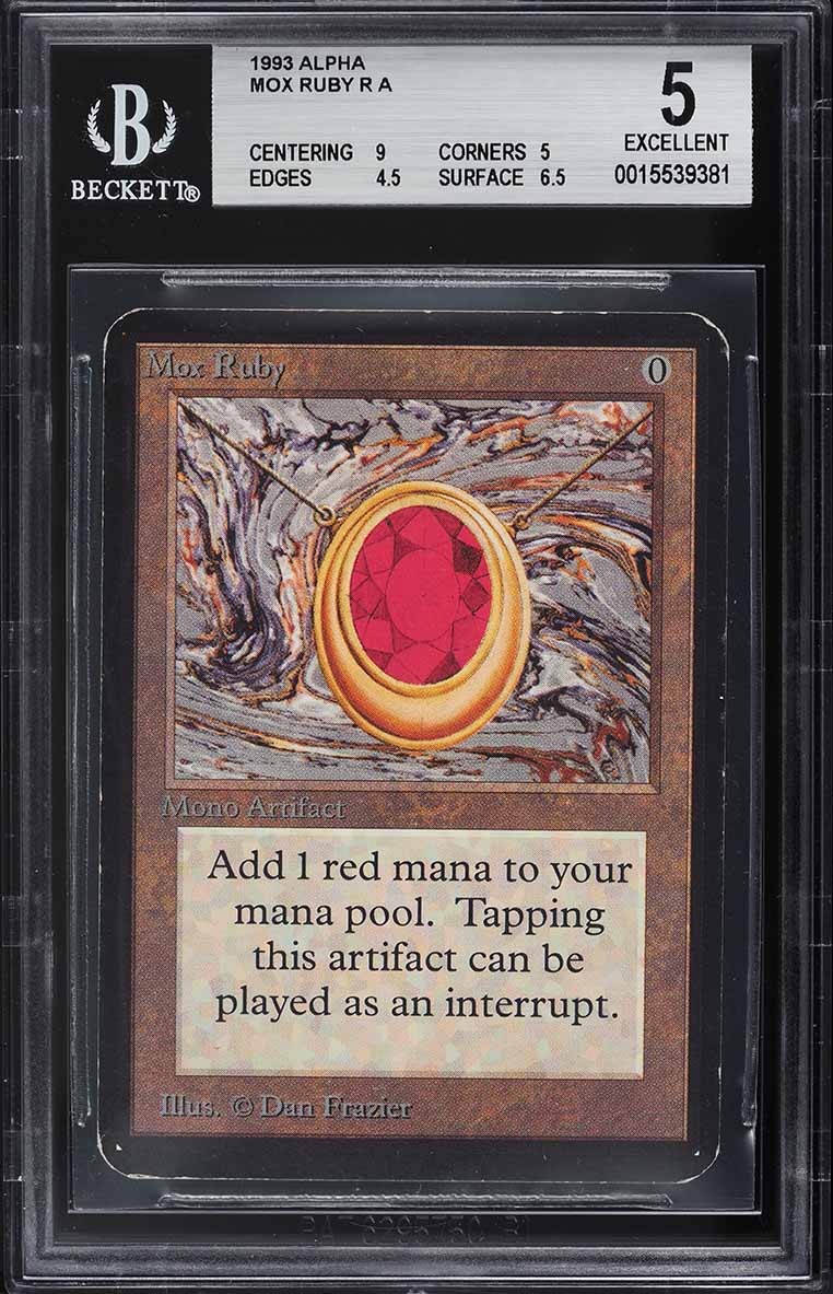 1993 Magic The Gathering MTG Alpha Mox Ruby BGS 5 EX - Weekly Sunday ...