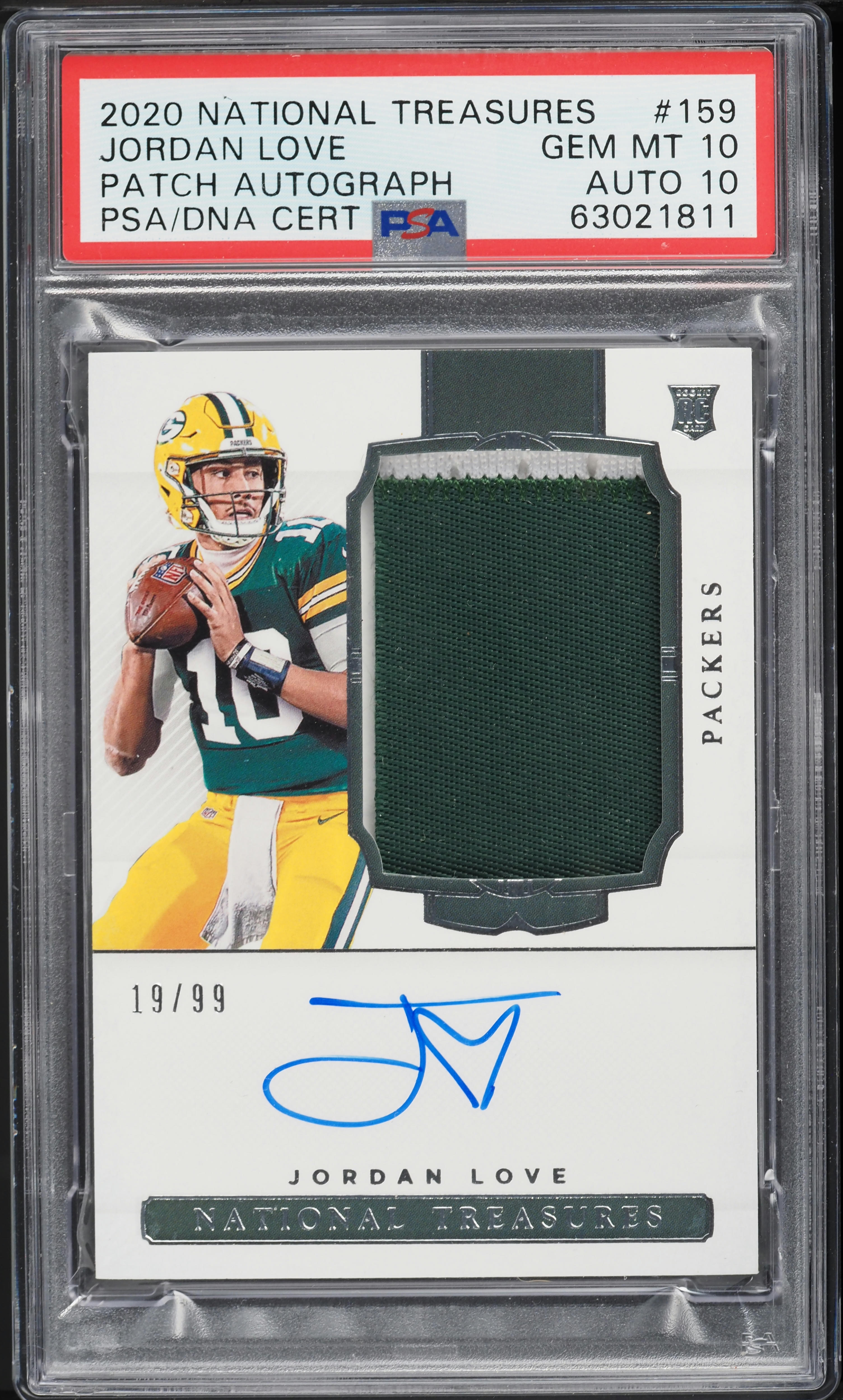Jordan Love 2020 National Treasures #159 Rookie Patch Auto /99 Price ...