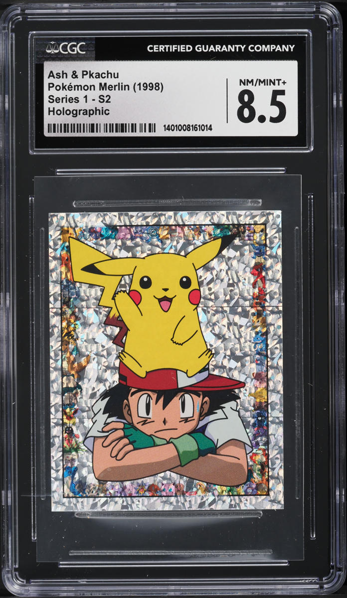 1999 Pokemon Merlin Sticker Prism Ash & Pikachu #S2 CGC 8.5 NM-MT+ ...