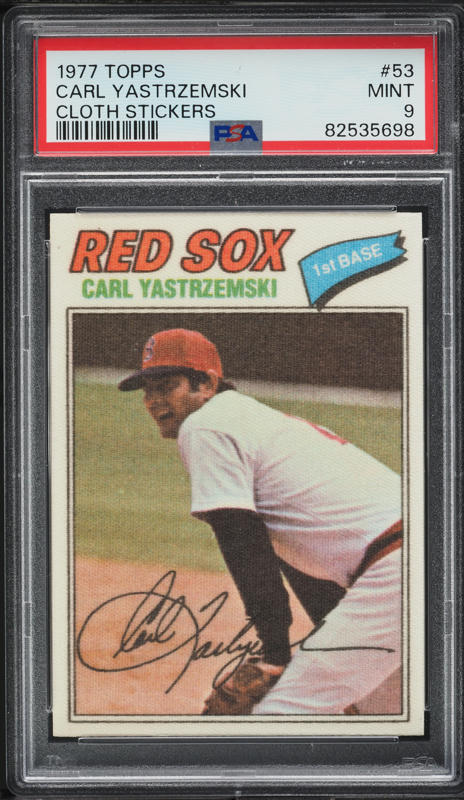 1977 Topps Cloth Stickers Carl Yastrzemski #53 PSA 9 MINT - Weekly ...