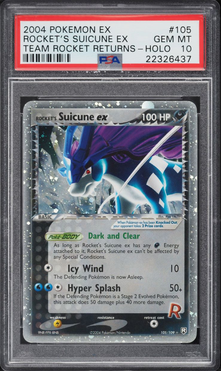 2004 Pokemon EX Team Rocket Returns Holo Rocket's Suicune Ex #105 PSA 10